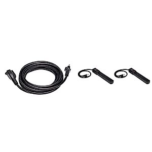 Amazon Basics Extension Cord - 15 feet - US - Black & 6-Outlet Surge Protector Power Strip 2-Pack, 200 Joule - Black
