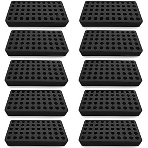 Polar Whale 10 Centrifuge Vial Organizers Black Foam Storage Rack Stand Transport Holds 50 Vials Each 500 Total Fits up to 12mm 2ml Diameter Tubes