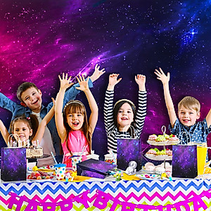 Pajean 16 Pcs Galaxy Favor Bag Galaxy Party Bags with Handles Stars Goodies Bags Galaxy Outer Space Treat Bags Solar System Candy Bags for Baby Shower Decorations Galaxy Themed Birthday Supplies