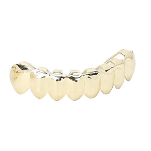 Hip Hop Teeth Set Alloy Golden False Teeth Decoration Brace for Halloween Festival Party Hip Hop Teeth Decoration