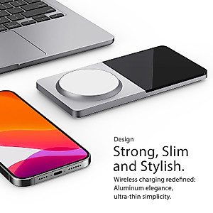 Mag-Safe Charger Stand for iPhone， Wireless Charger Stand for Apple Products, 2 in 1 Magnetic Charging Station for iPhone 15/14/13/12 Series, Airpods 3/2/Pro with Adapter (Sliver)