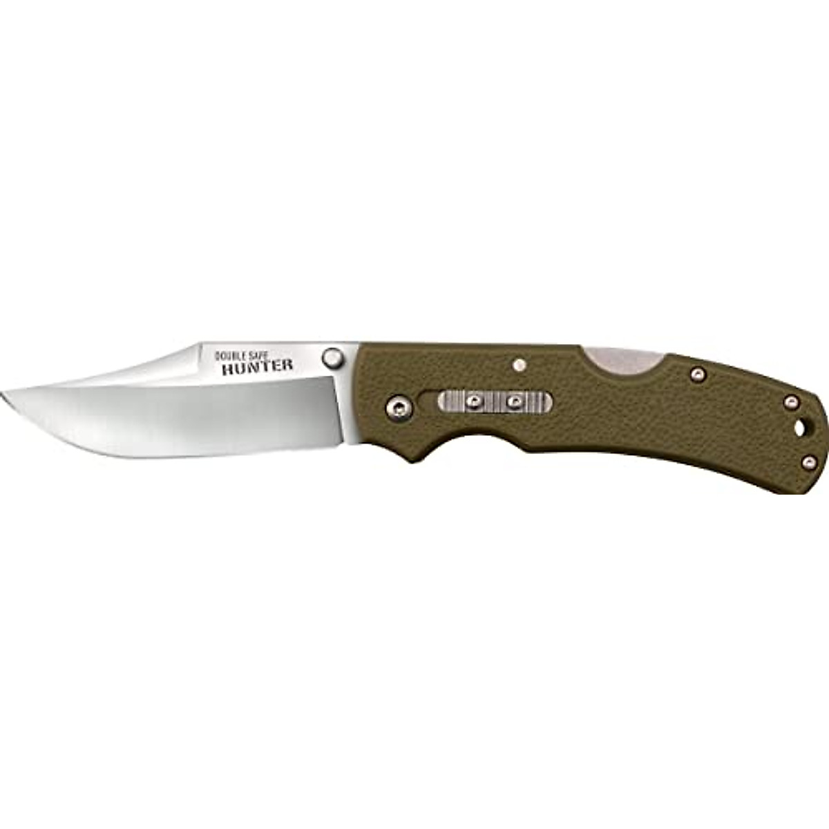 Cold Steel DOUBLE SAFE HUNTER (OD GREEN) / 8-3/8" OVERALL / 3.5" BLADE / 3MM THICK / 4-7/8" LONG GFN HANDLE / 8CR13MOV STAINLESS STEEL/AMBI BELT CLIP/BLISTER PACKED