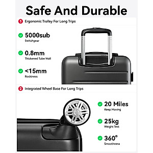 LUGGEX 26 Inch Luggage with Spinner Wheels, Expandable PC Hard Shell Checked Suitcase with Front Opening, Lightweight (Black, 26 Inch)