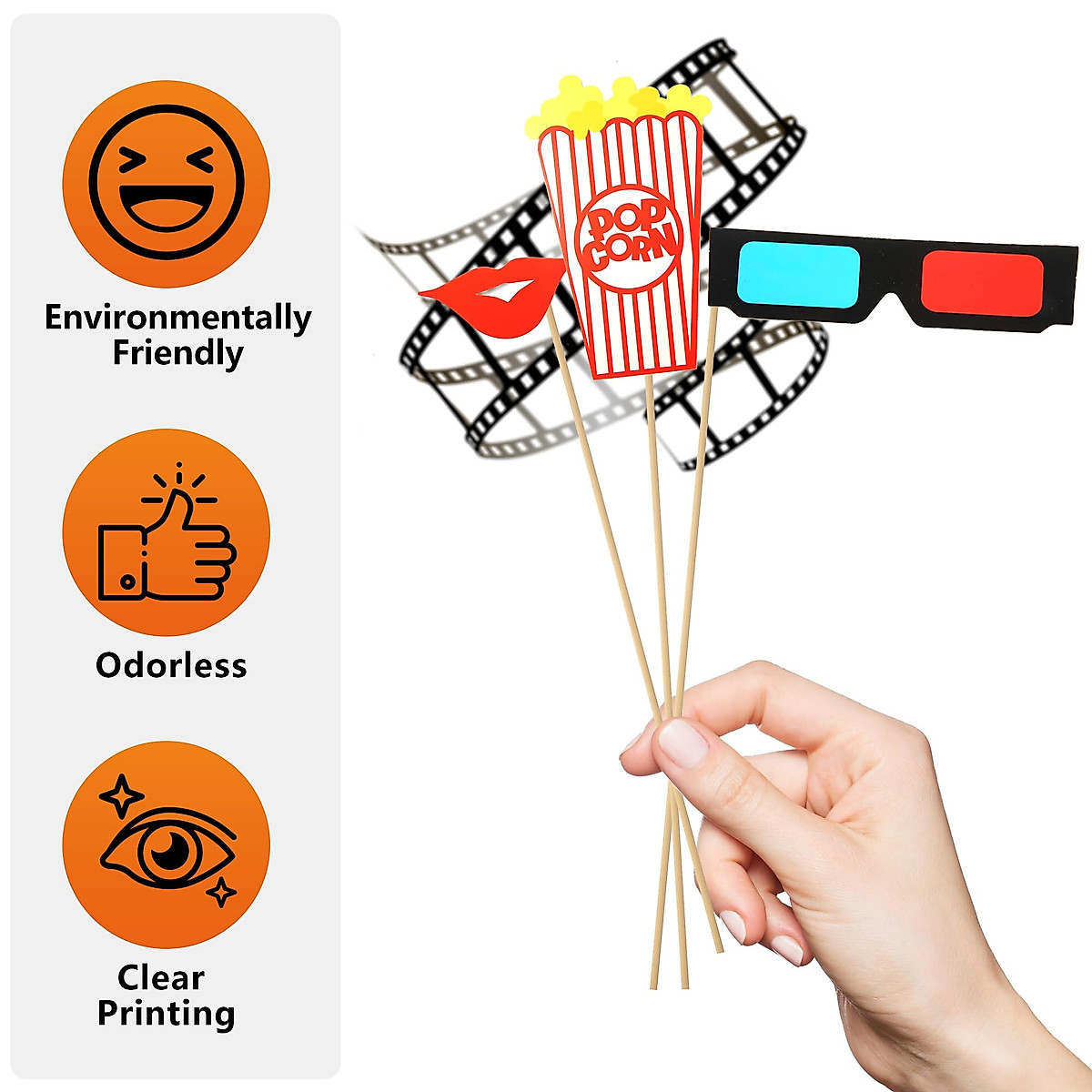 LASLU Movie - Hollywood Party Photo Booth Props Kit - 33 Count