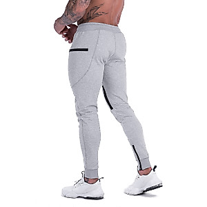 MAIKANONG Mens Slim Joggers Sweatpants Tapered Gym Pants Casual Training Workout Pants Track Pant Light Gray