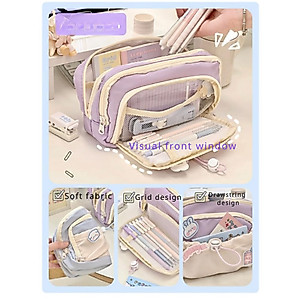 irLocy Cute Aesthetic Pencil Case Kawaii Pencil Case with Kawaii Pins Large Pencil Pouch Holder Preppy Supplies (blue)