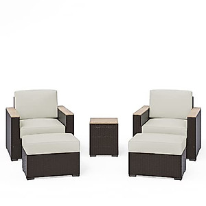 Homestyles 6800-119D-T Palm Springs 5-Piece Outdoor Set, 2 Person, Beige/Brown