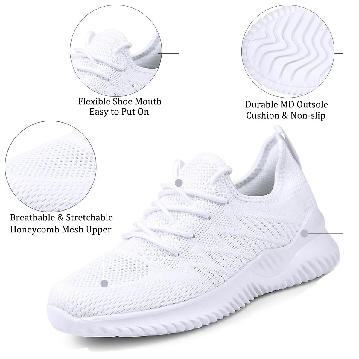 Akk White Sneakers for Women Walking Shoes Womens Comfy Tennis Memory Foam Gym Workout Athletic Nursing Running Work Shoes Size 9
