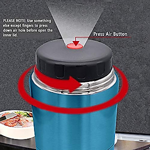 Food Jar Wide Mouth for Hot Food,304 Stainless Steel Leak Proof Double Wall Vacuum Insulated Soup Container with Handle Lid,27 oz BPA Free Thermos Lunch Box (Blue)