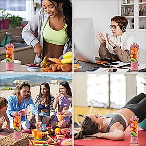 Portable Blender USB Rechargeable, Personal Size Blender Juicer Machines Cup For smoothies and shakes, 20oz Mini Fruit Mixer Cup with Six Blades (Pink)