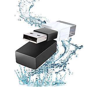 32GB USB 2.0 Flash Drive Novelty Crystal LED Light Glass Transparent Rectangle Shape Pen Drive Thumb Drive Memory Stick Memoria USB Pendrive Wedding Gift