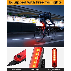 Bright Bike Light for Night Riding, 9000 Lumen Bicycle Light High Beam Low Beam, USB Rechargeable Bicycle Headlight Set, Waterproof Bike Headlight and Taillight for Adult Kid Mountain Road Commuter