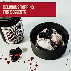 Traverse City Whiskey Co. Premium Cocktail Cherries (21.2oz / 600g) | Cocktails & Desserts | All American, Natural, Certified Kosher, Stemless, Slow-Cooked Garnish for Old Fashioned, Ice Cream Sundaes & More