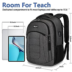 BAGEIRA Travel Backpack for Men Women, School Backpack, Anti Theft Back Packs Fit 15.6 inch Laptop with USB Charging Port, Business Computer College School BookBag, Work Casual Daypack, Black