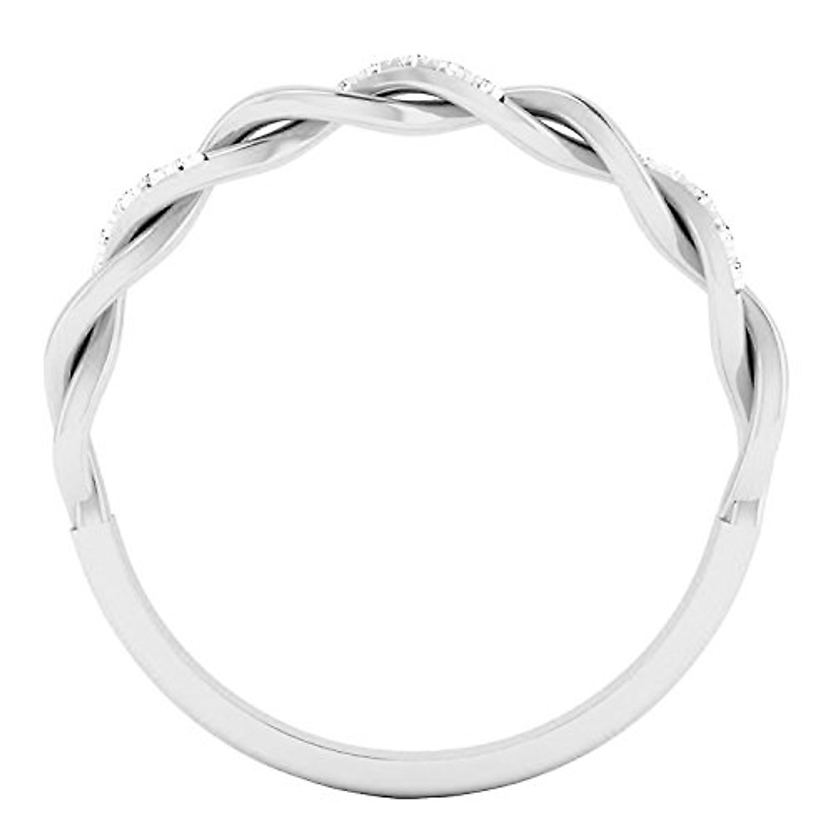 Dazzlingrock Collection 0.05 Carat (ctw) 14K Round Diamond Bridal Wedding Band Stackable Swirl Ring, White Gold, Size 6
