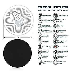 50pcs NFC Stickers NFC Tags Sticker NTAG215 Black NFC Stickers Round (25mm) Rfid Sticker, Blank NFC Tag 504 Bytes Programmable NFC Tag Sticker,Compatible with Android and All Other NFC Enabled Devices