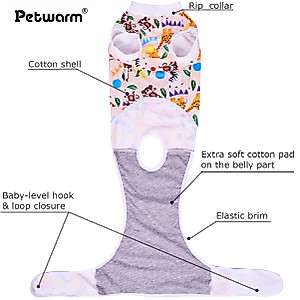 PetWarm Dog Surgical Recovery Suit Female,Substitute E-Collar & Cone Prevent Licking Dog Onesies Pet Surgery Recovery Suit Female Male Dog Onesie for Spay Neuter,Zoo Pattern,Yellow,L