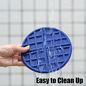 Kaiihome Silicone Kitchen Trivets Pot Holders Round Waffle Hot Pads Plate Holder – Set of 3 (Blue)