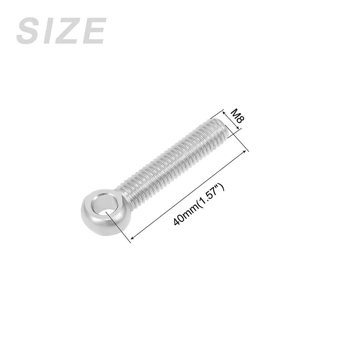METALLIXITY Shoulder Swing Lifting Bolt (M8x40mm) 2Pcs, 304 Stainless Steel Eye Bolts - for Home Renovation, Pipeline Gate Valves Fasteners, Silver