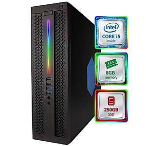 HP EliteDesk 800 G2 Small RGB Desktop Computer (SFF) | Quad Core Intel i5 (3.6Ghz Turbo) | 8GB DDR3 RAM | 250GB SSD Solid State | WiFi-5G + Bluetooth | Windows 10 Pro | Home or Office PC (Renewed)