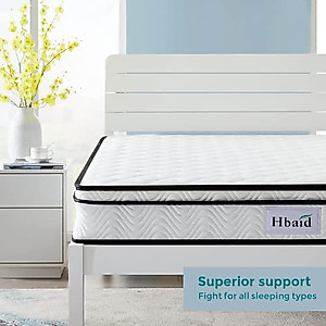 Mattress, Hbaid 8 Inch Memory Foam and Innerspring Hybrid Medium-Firm Feel Hybrid Mattress, Pocket Spring Mattress, Pressure Relieving Comfort Body Support, Bed-in-a-Box (Twin)