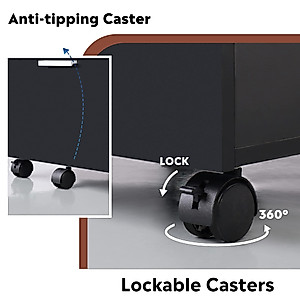 DEVAISE 3 Drawer Wood Mobile File Cabinet, Rolling Filing Cabinet for Letter/A4 Size, Black