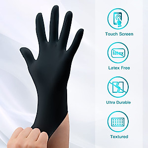 GMG SINCE1988 Nitrile Exam Gloves, Black Disposable Gloves,Nitrile Gloves Large 100,4 mil No Latex Gloves