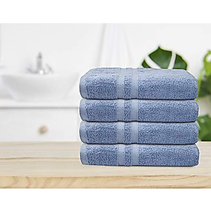 TALVANIA Luxury Bath Towels - 100% Ring Spun Cotton 650 GSM 4 Big Hotel Bath Towel Perfect for Pool Spa, Bathrooms (Blue)