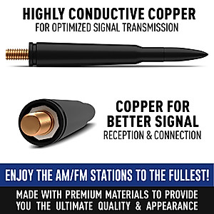 Bullet Antenna for Ford F150 (2009-2024) - Highly Durable Premium Truck Antenna 4.25 Inch - Car Wash-Proof Radio Antenna for FM AM - Black, 30 Caliber Design - Ford F150 Accessories