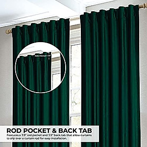 Tribeca Living Luxury Velvet Room Darkening Window Curtains - 50 x 96-Inch, Emerald Green, 2 Panels (Rod Pocket/Back Tab), (VELSOCUR96EG)