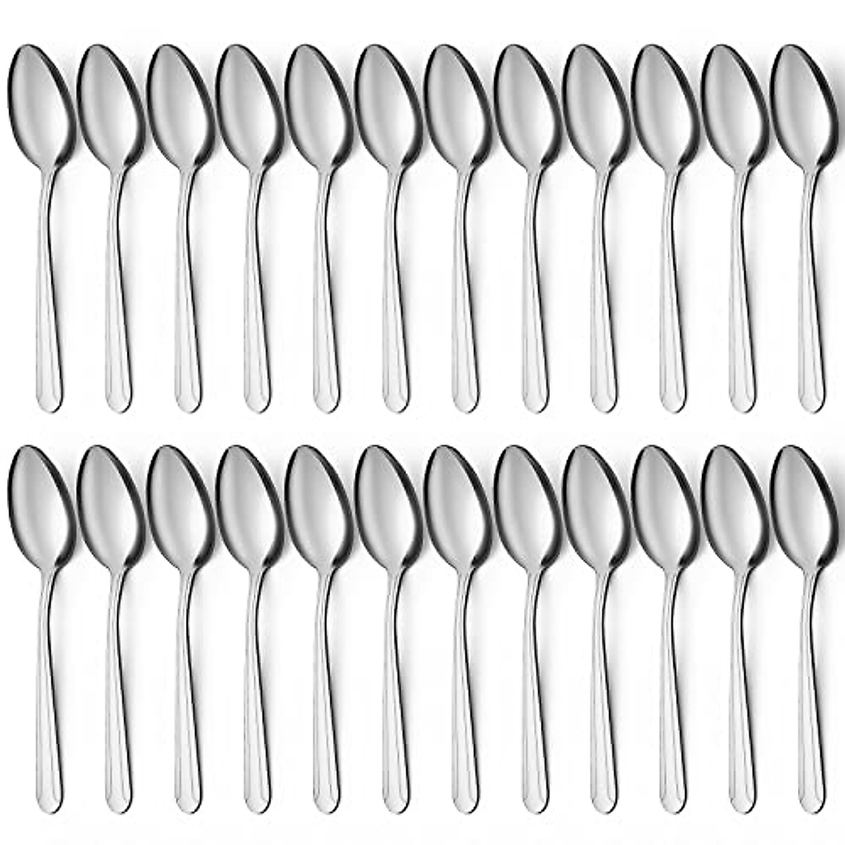 BEWOS 24 Pieces Dinner Spoons Set, 8-Inch Spoons Silverware, Stainless Steel Spoons, Silverware Spoons, Mirror Polished Tablespoons, Dishwasher Safe, Silver Spoons For Home, Kitchen or Restaurant