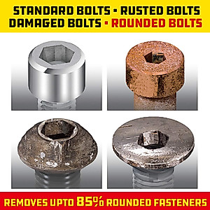 Powerbuilt 240094 8 Piece Zeon Metric Hex Bit Socket Set - with use for Damaged Fasteners, Standard, Rusted, Rounded Bolts, Size from 3mm to 10mm