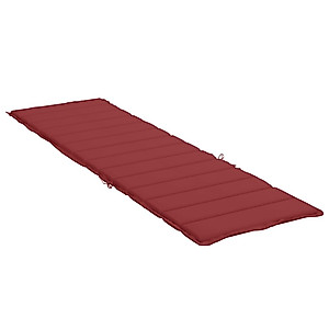 vidaXL Sun Lounger Cushion in Wine Red, 78.7"x23.6"x1.2" - Oxford Fabric Outdoor Patio Furniture Cushion with Soft Foam Fiber Filling - Water-Resistant Design with Non-Slip Attachment Ropes.