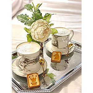 Gold Plated Stainless Steel Mini Coffee Espresso Spoon, Tableware Flatware Dessert Teaspoons Small Soup Spoons Set of 8, 4.9 inch Specialty Demitasse Stirring Spoons (Gold spoons)