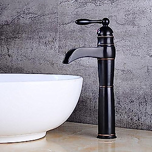 Kitchen & Bath Fixtures Taps Faucet,EuropUPC Black Ancient Faucet Above Counter Basin Hot and Cold Faucet Waterfall Bathroom Heightening Faucet