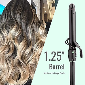 MINT Professional Extra Long Hair Curling Iron 1 1/4 inch | 2-Heater Ceramic Barrel That Stays Hot | 1.25 Inch Hair Iron Curler for Medium to Large Curls | Travel-Ready International Dual Voltage