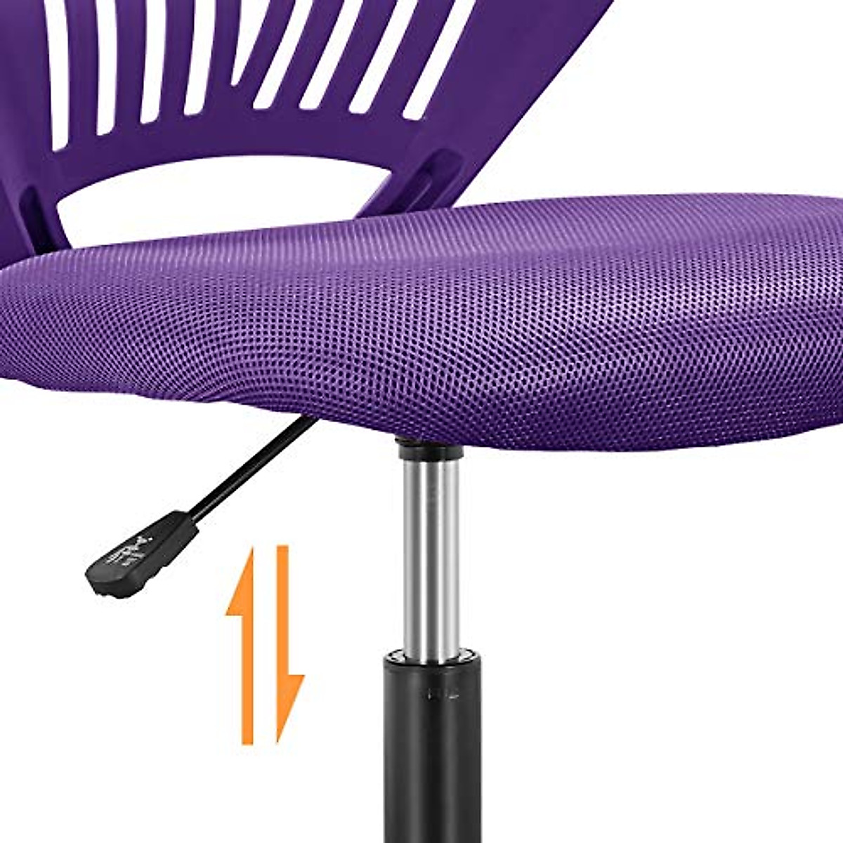Topeakmart Home Office Chair Mid Back Desk Chair Armless Mesh Computer Chair No Arms Task Rolling Swivel Chair Back Support Adjustable Modern Chair with Lumbar Support for Small Spaces, Purple