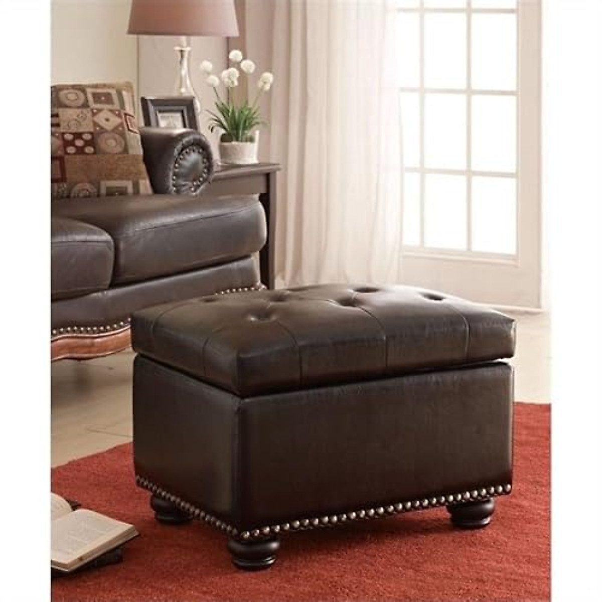Convenience Concepts 163010E Ottoman, 24"L x 18"W x 18"H, Dark Espresso