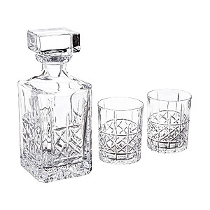 Marquis by Waterford Personalized 32oz Brady Whiskey Decanter Set with Glasses, Custom Engraved Crystal Decanter with Two DOF Whiskey Glasses for Bourbon, Scotch, Liquor, Home Bar Accessories