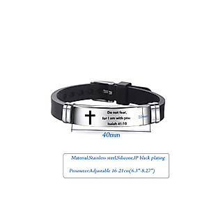 NanMuc Religious Silicone Bracelets Cross Inspirational Quote Faith Christian Bible Verse Silicone ID Wristband Gifts for Men Women Adjustable