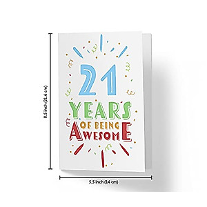 21st Birthday Card for Him Her - 21st Anniversary Card for Dad Mom - 21 Years Old Birthday Card for Brother Sister Friend - Happy 21st Birthday Card for Men Women | Karto – Being Awesome (Color)
