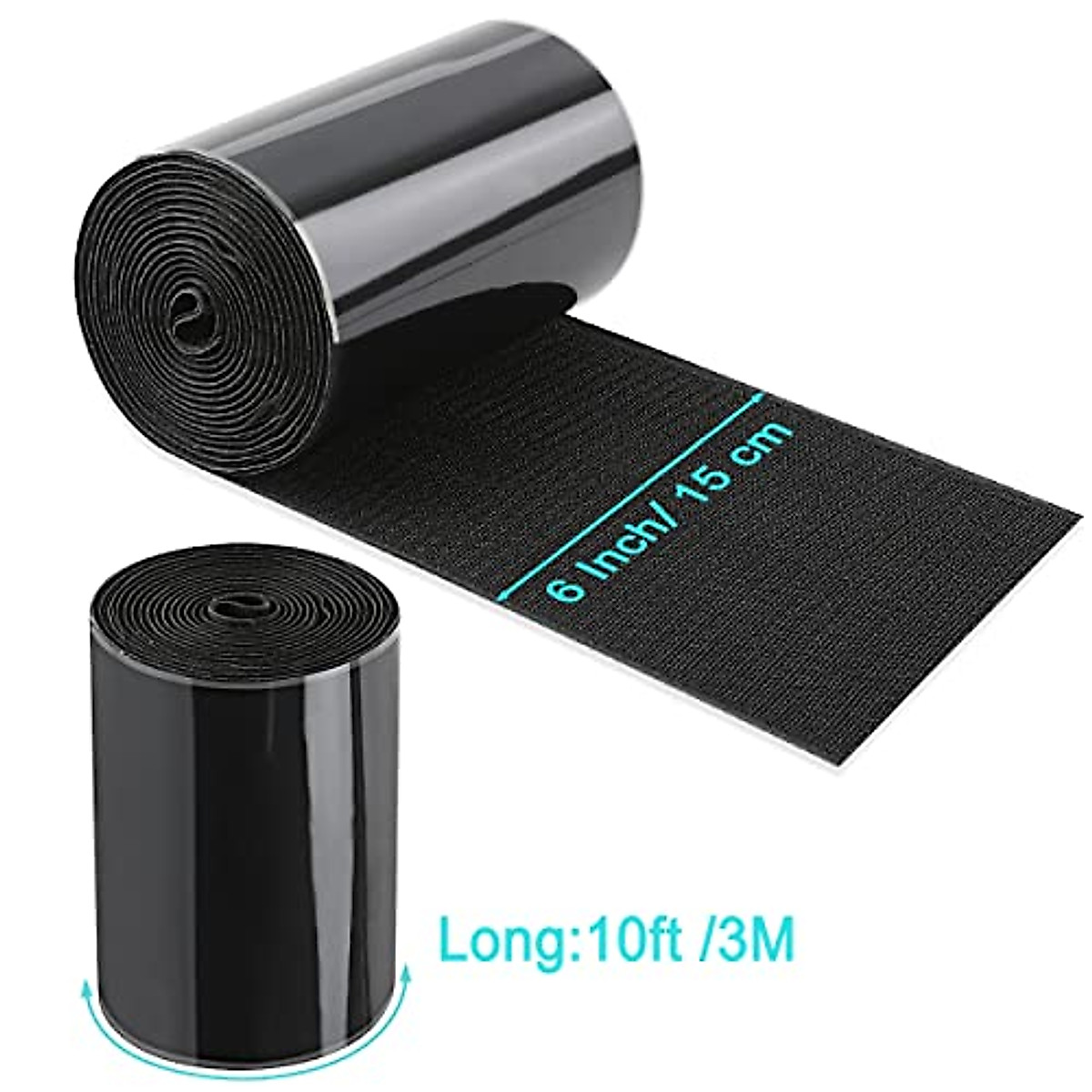 6 in x 10 ft Rolled Couch Cushion Grip Tape, Hook and Loop Tape with Adhesive to Keep Couch Cushions from Sliding, for Couch, Sofa and Mattress (Black）