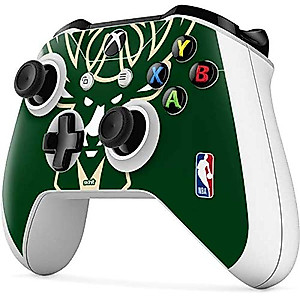 Skinit Decal Gaming Skin Compatible with Xbox One S Controller - Officially Licensed NBA Milwaukee Bucks Large Logo Design