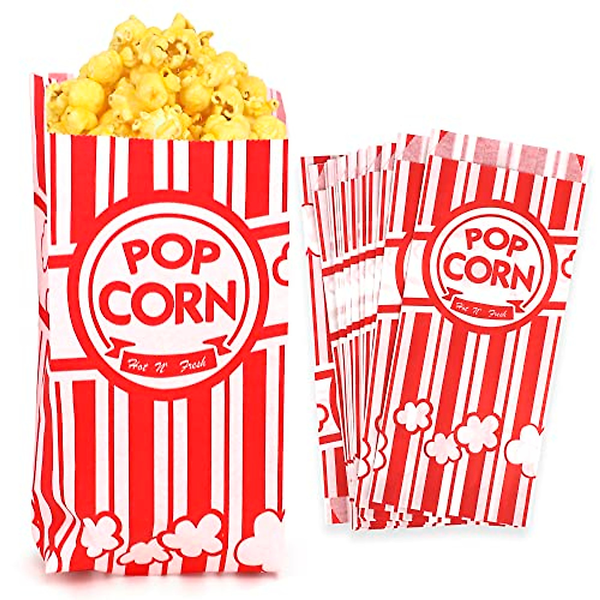 400 Popcorn Bags 1 Once - Perfect Size for Theater, Movies, Birthday Parties Celebration - Great Carnival Light Snacking Bags - Popcorn Bags for Party - Sturdy Paper Bags. (400)