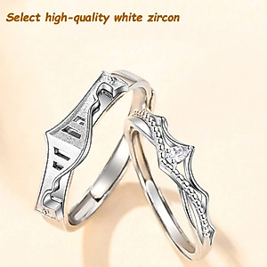 JASXEYO wedding ring sets for him and her，promise rings for couples，promise rings for her，matching rings for couples，dainty rings，Adjustable Princess and Knight Rings Set His and Hers (women's)