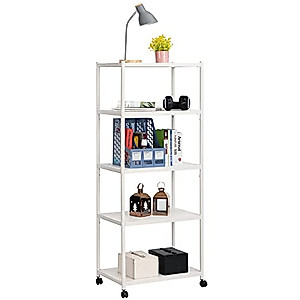 MATICO 5 Tier 27 Inch Metal Storage Shelf Unit, Heavy Duty Standing Storage Shelving Rack, Large Capacity Utility Garage Storage Organizer, White