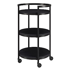 Graham 21'' Wide Round Bar Cart in Black Grain