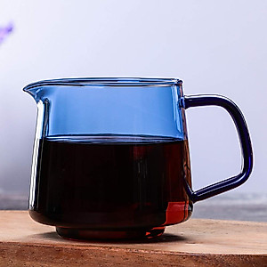 Glass Coffee Serving Pitcher Mugs with Spout Handle, Milk Creamer Mixing Cereal Oatmeal Microwave Safe Kitchen Accessories Liquid Cups for Breakfast Coffee Ice Cream Snacks Salad - 550ml