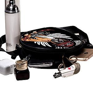 Motors Bulldog Women's Round Cross-Body Zipper Shoulder Bag circle purses and handbags