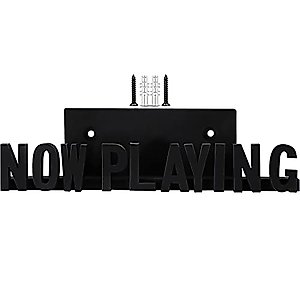 Marsui Now Playing Vinyl Record Wooden Wall Stand Now Playing Vinyl Record Shelf Hanging Wall Mount Record Display Storage Holder Wood Vinyl Record Album Storage Shelf for Room (Black)